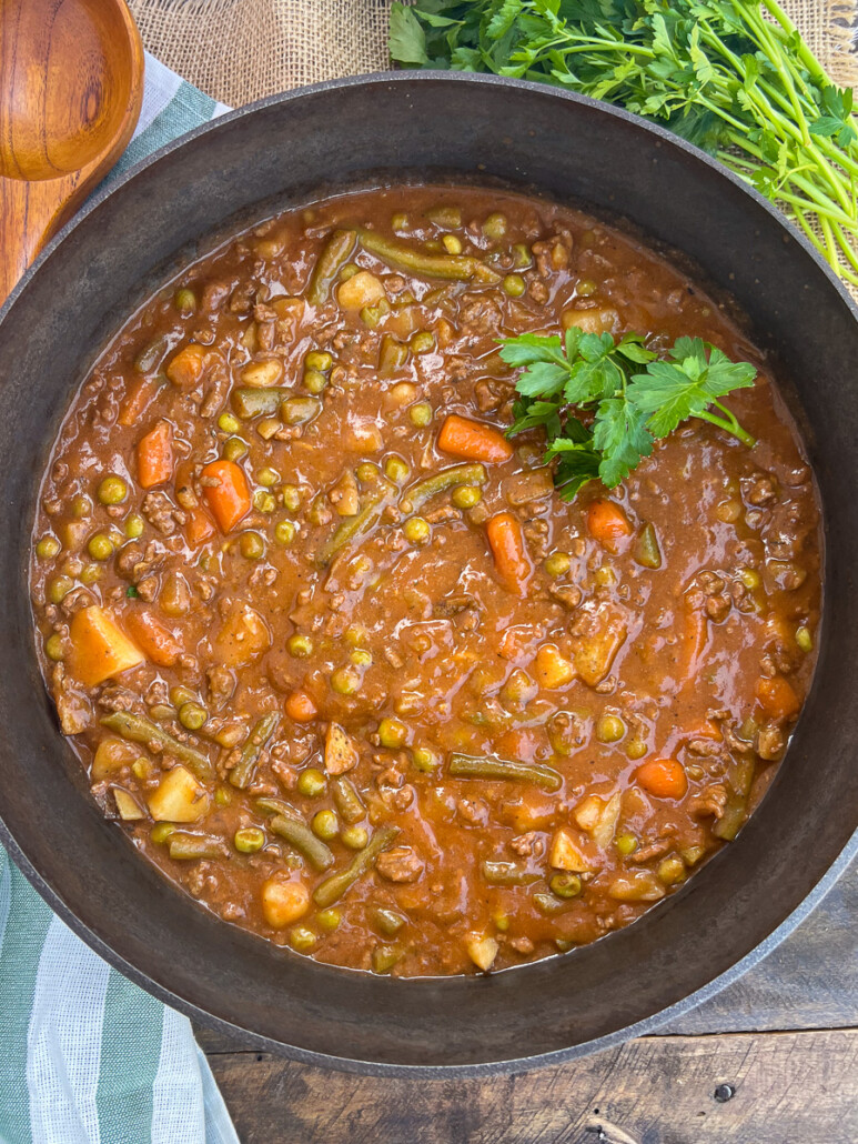 Ground Beef Stew (Hamburger Stew) — Dutch Oven Method - Dutch Oven Daddy